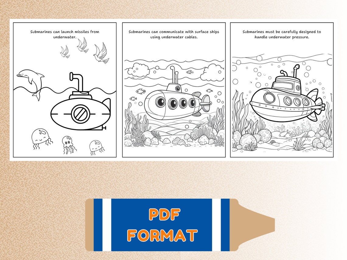 Printable Submarine Coloring Pages for Kids - Educational Coloring Page ...