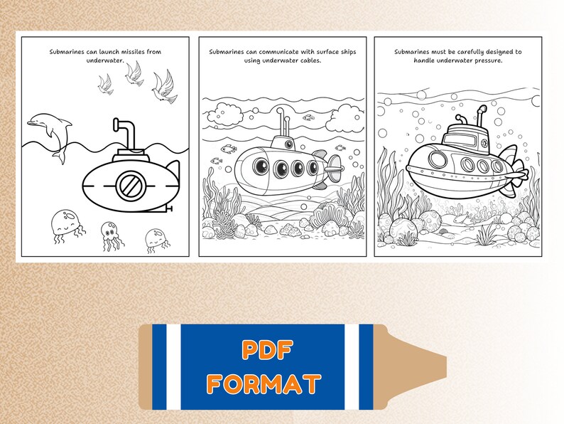 Printable Submarine Coloring Pages for Kids - Educational Coloring Page ...