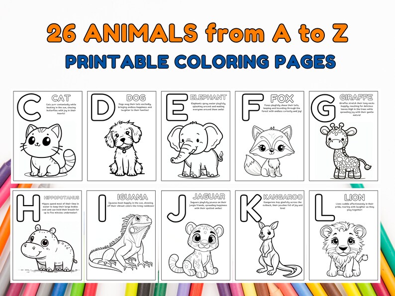 Kiddie Printable Abc Coloring Pages, Alphabet Animal Coloring Book for ...