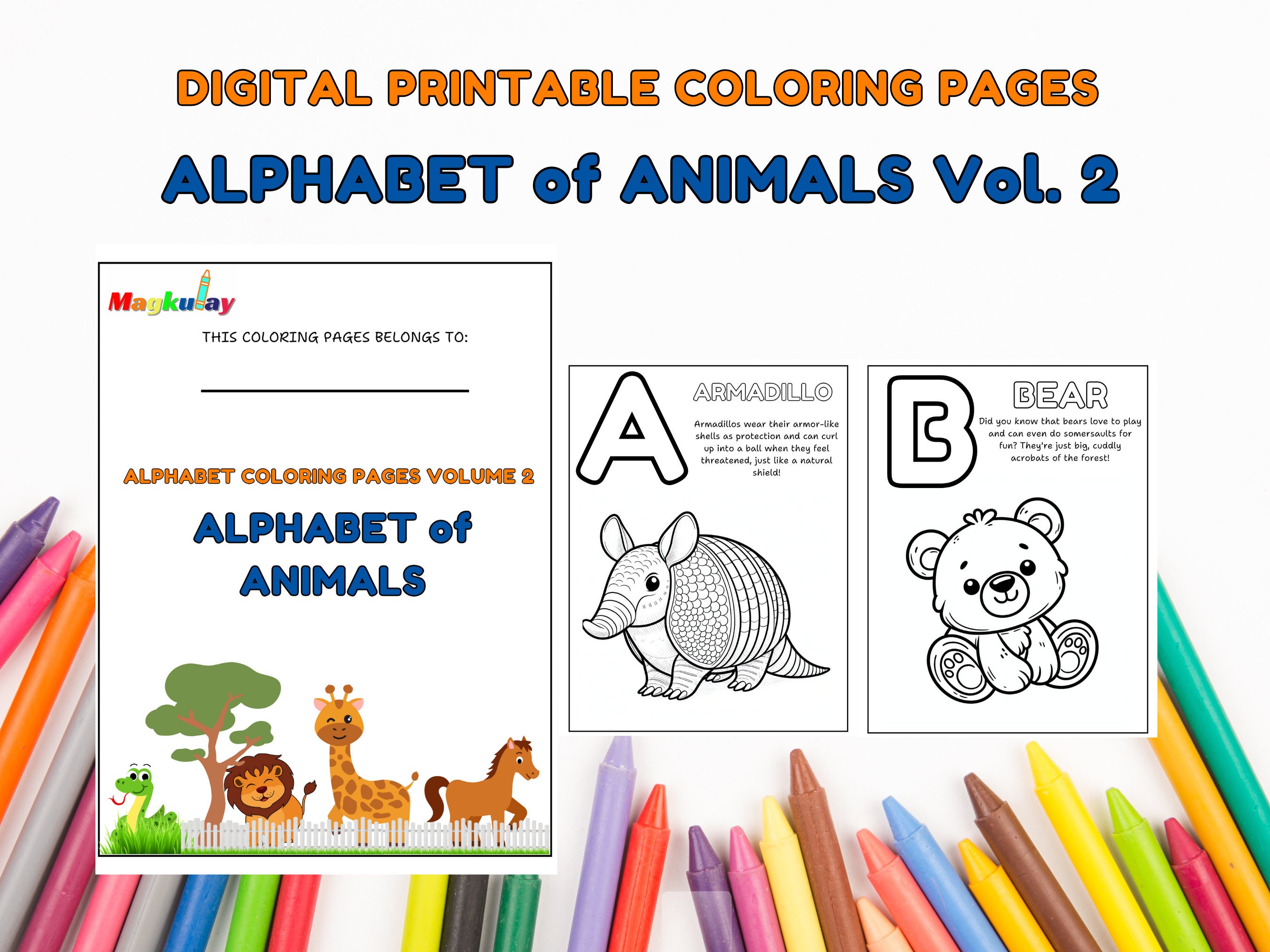 Kiddie Printable Abc Coloring Pages, Alphabet Animal Coloring Book for ...