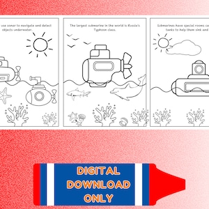 Submarine Coloring Pages for Kids: Educational Undersea Activity (PDF ...