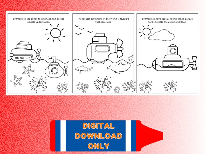 Printable Submarine Coloring Pages for Kids - Educational Coloring Page ...