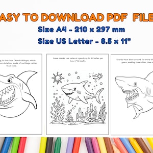 Sharks Coloring Pages for Your Kids With Fun Facts Trivia - Under the ...