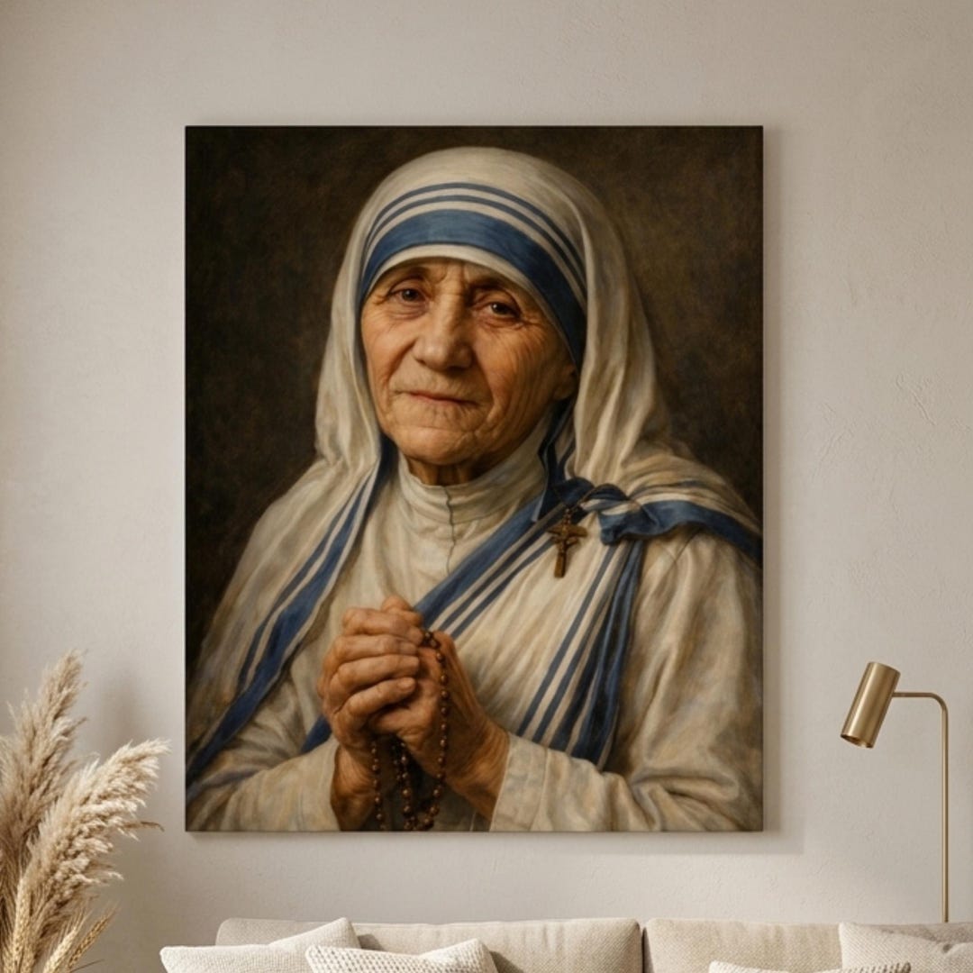 St. Teresa of Calcutta Art Print, Modern Catholic Saint Portrait ...
