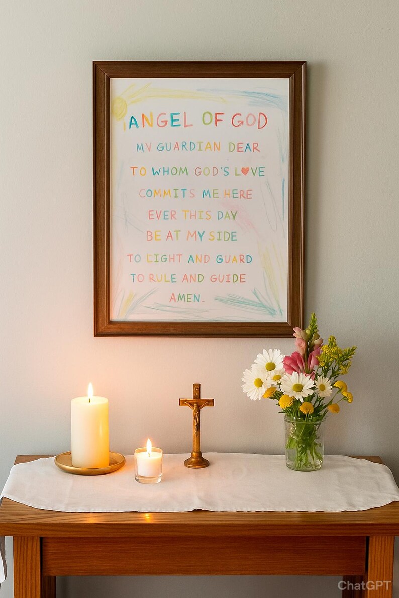 Angel of God Prayer Printable | Kids Guardian Angel Prayer Wall Art ...