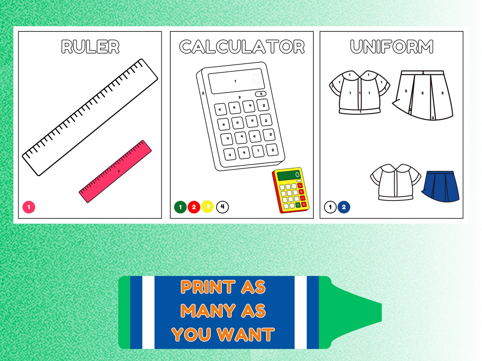 School Color by Number Coloring Page, Back to School Coloring Page, My ...