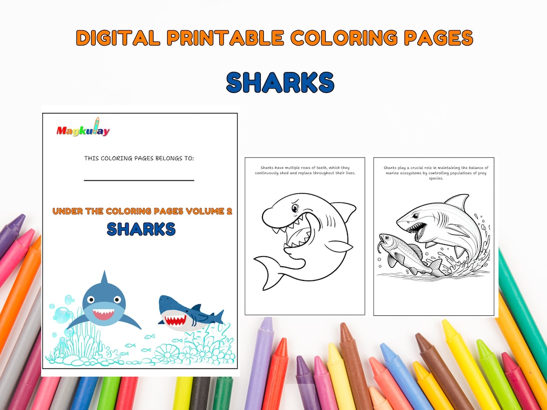 Sharks Coloring Pages for Your Kids With Fun Facts Trivia - Under the ...