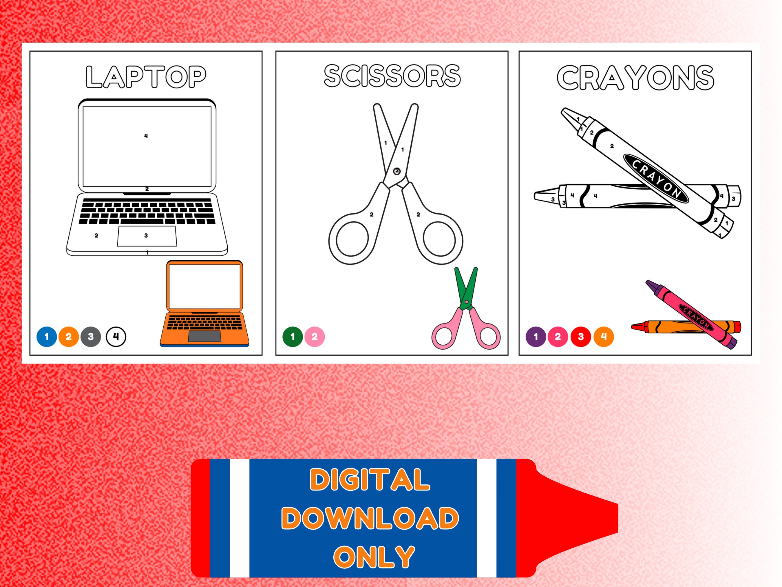 School Color by Number Coloring Page, Back to School Coloring Page, My ...