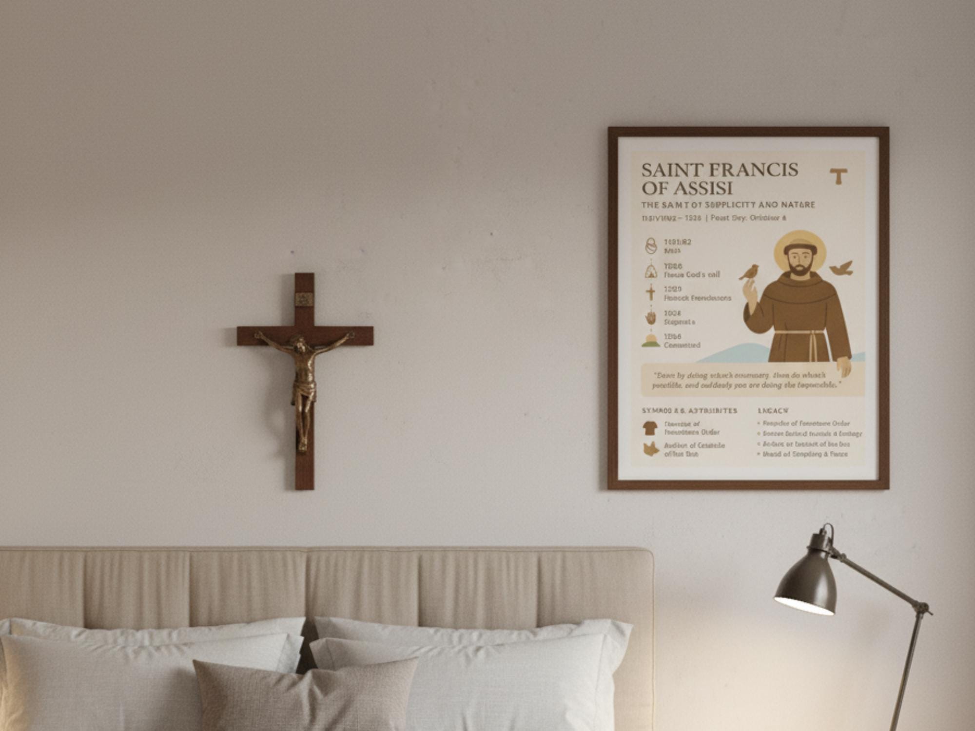 Printable Saint Francis of Assisi Infographic Poster, Catholic Wall Art ...