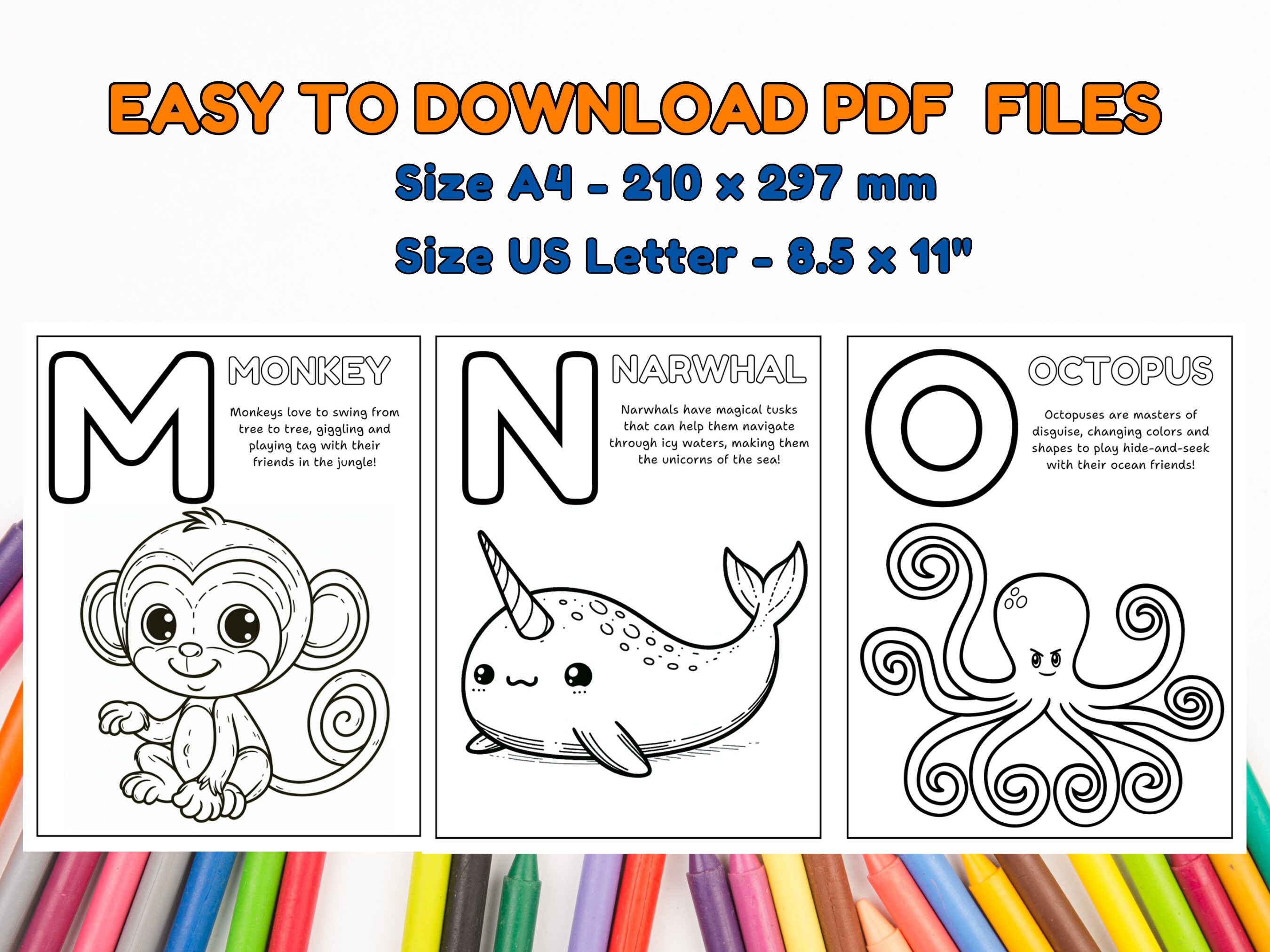 Kiddie Printable Abc Coloring Pages, Alphabet Animal Coloring Book for ...