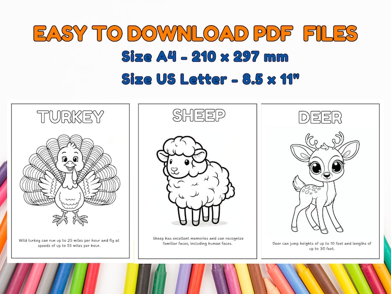 Dibujos para colorear de animales de granja con datos didácticos y ...