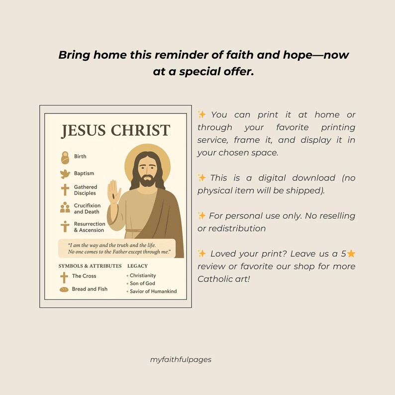Educational Printable Jesus Christ Life, Legacy, and Faith Infographic ...