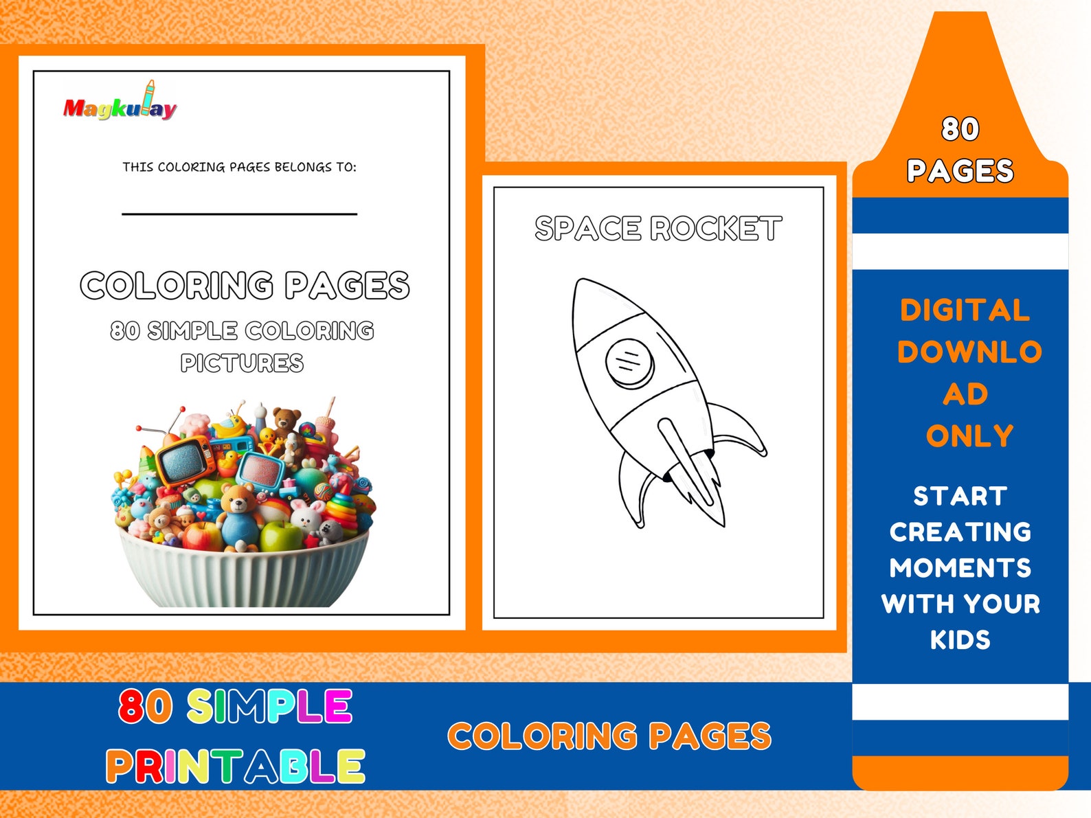 80 Simple Printable Coloring Pages for Kids, Preschoolers, Toddlers ...