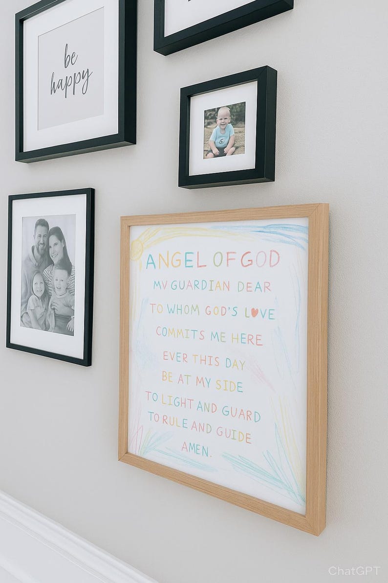 Angel of God Prayer Printable | Kids Guardian Angel Prayer Wall Art ...