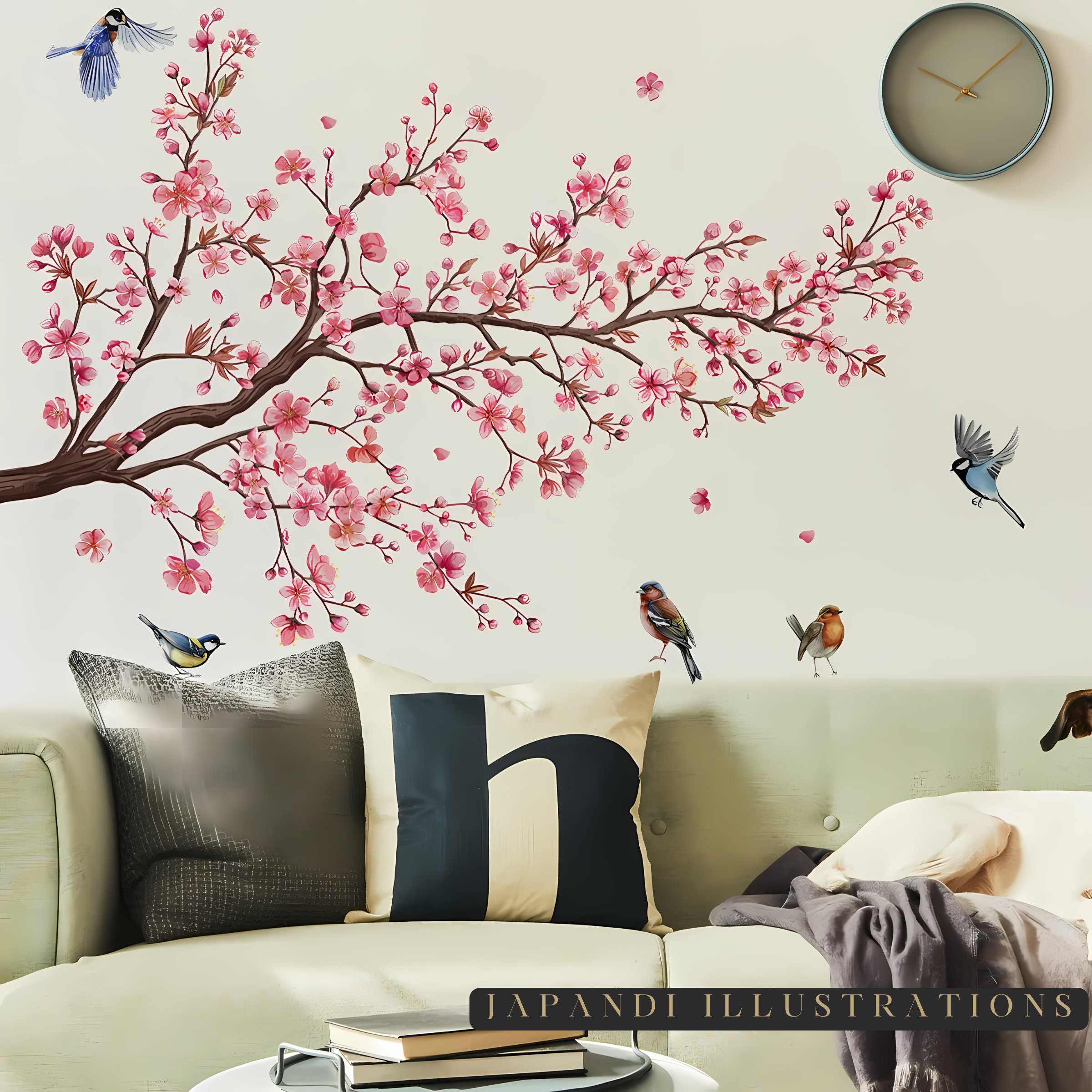 Pink Cherry Blossom Tree Wall Decal – Japanese Style Wall Sticker - Etsy
