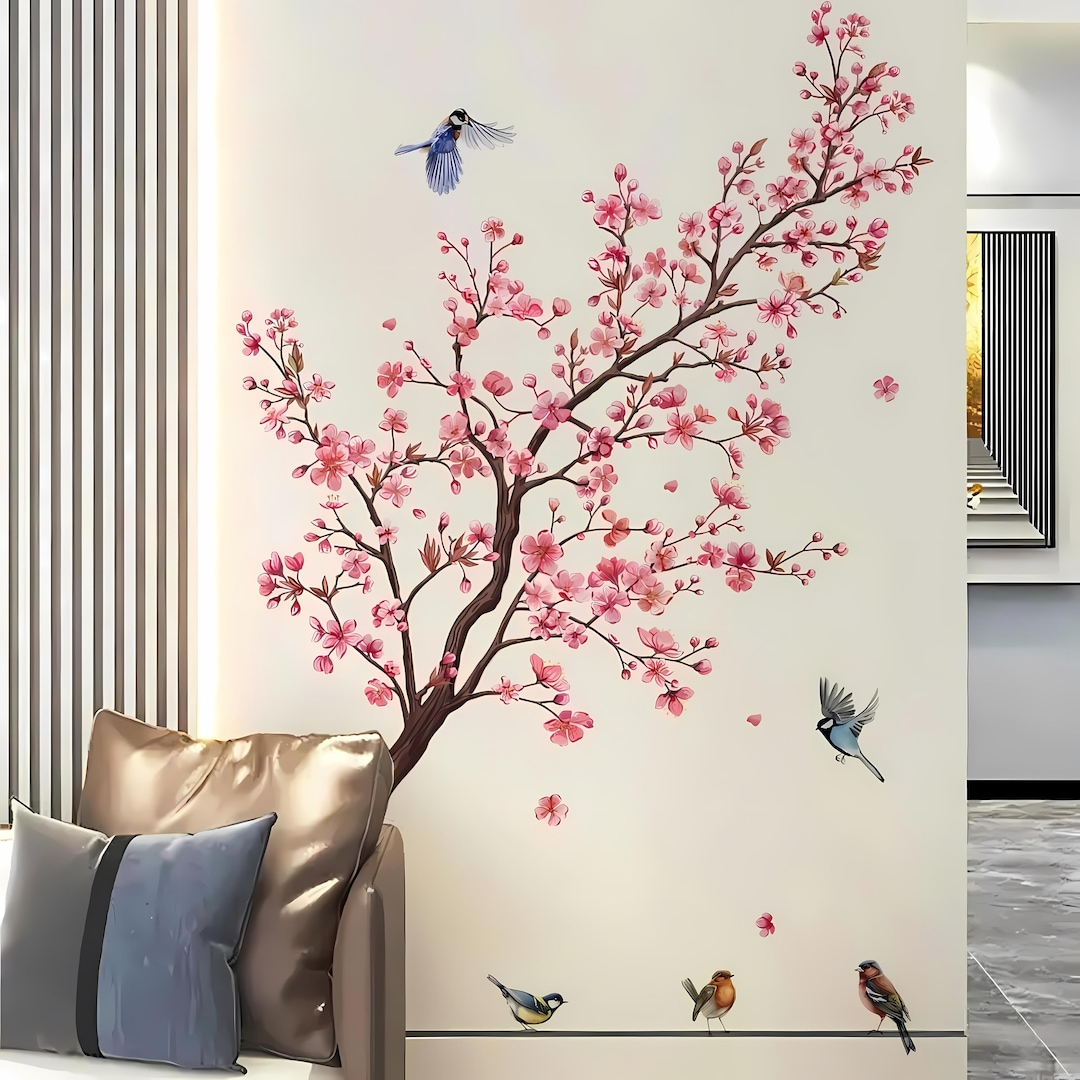 Pink Cherry Blossom Tree Wall Decal – Japanese Style Wall Sticker - Etsy
