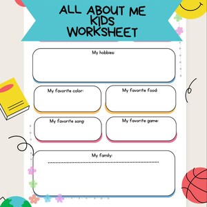 All About Me Kids Worksheet: Fun and Educational Printable Activity - Etsy
