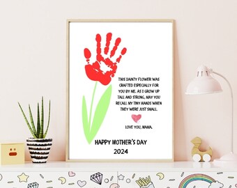 Mother's Day Handprint Tulip Art, Mother's Day Gift, Gift for Mom ...