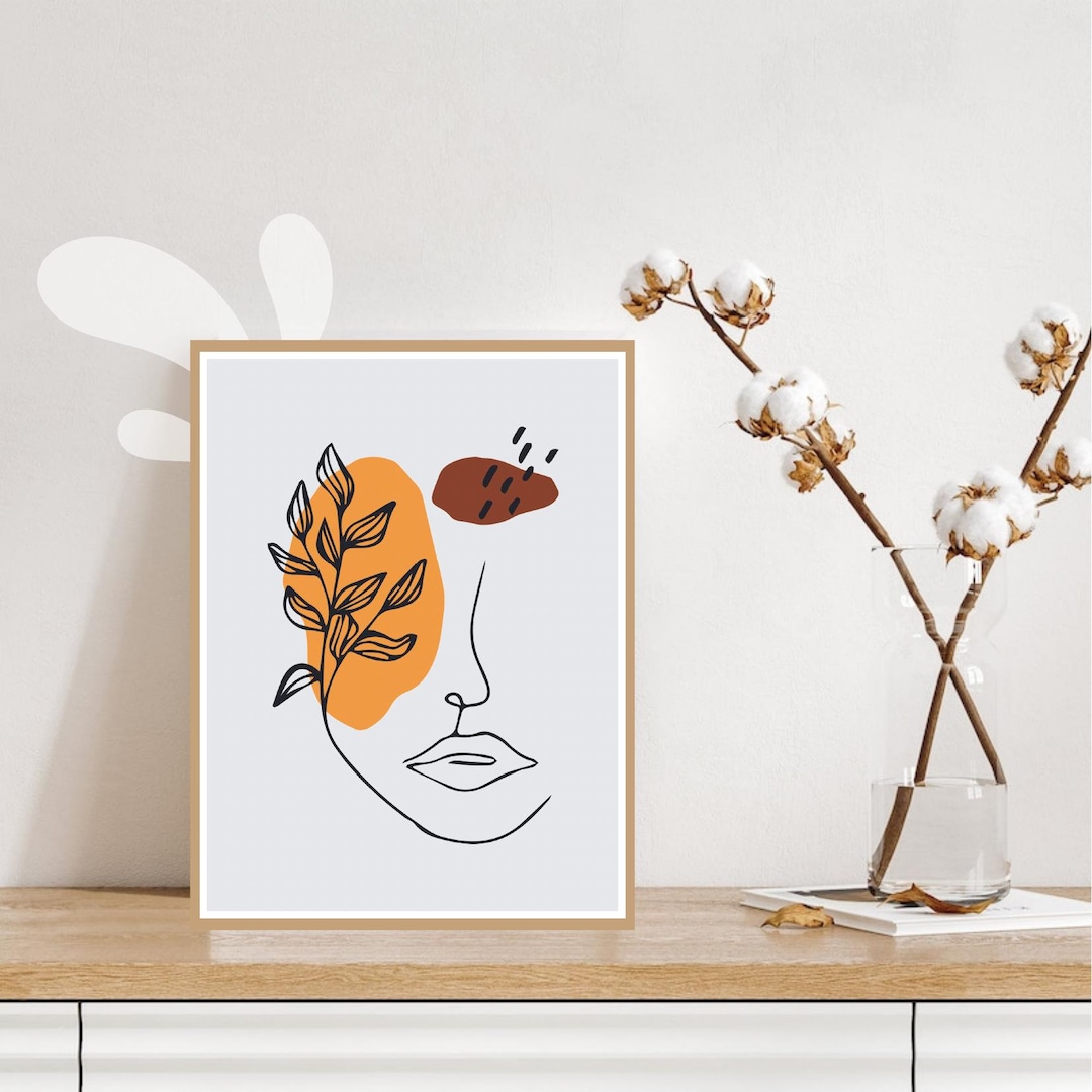 Boho Vibes Facial Illustrations- Digital Art Downloads, Bohemian Face ...