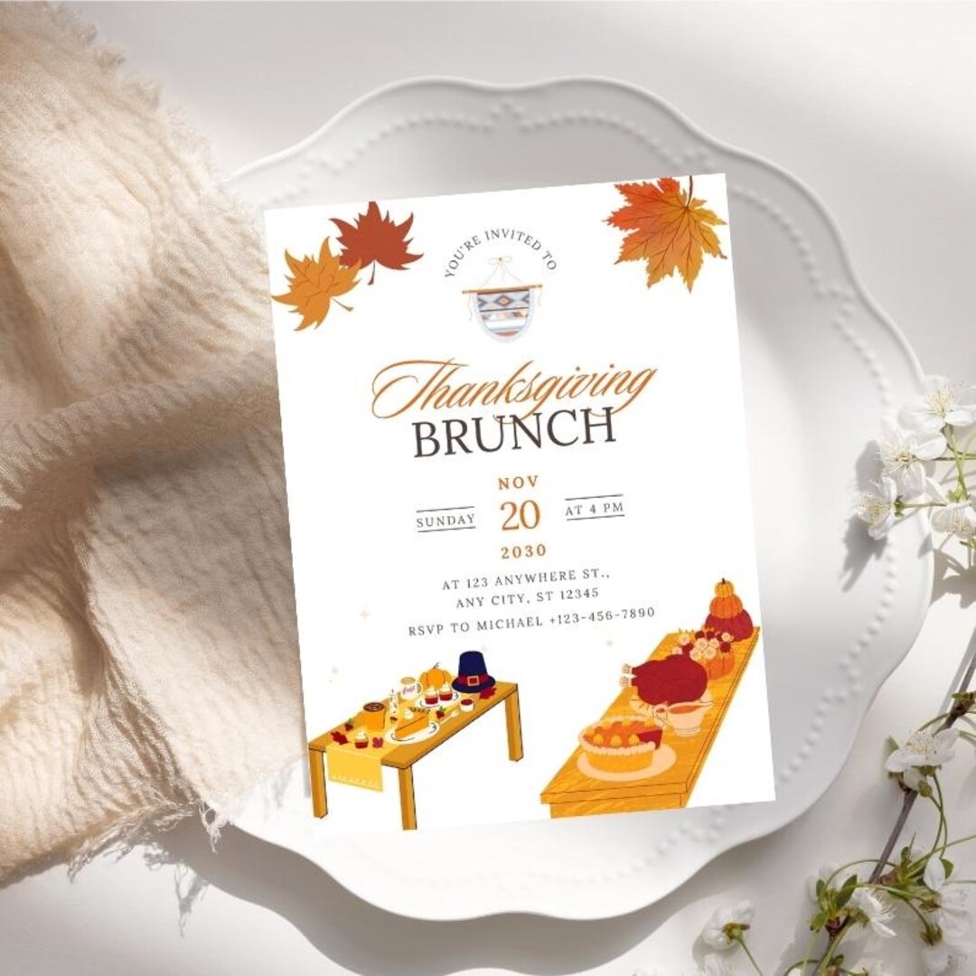 Thanksgiving Brunch Invitation: Festive Fall Gathering (digital ...