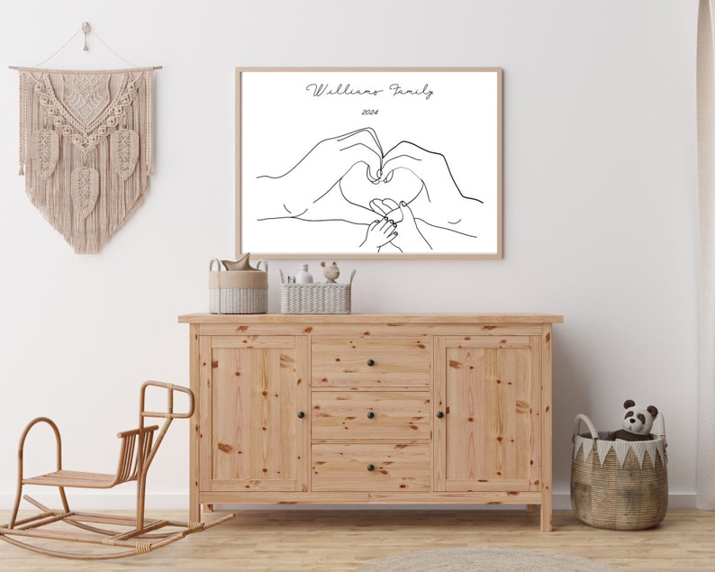 Personalized Heart Holding Hands Family Graphic Family Line Art Drawing ...