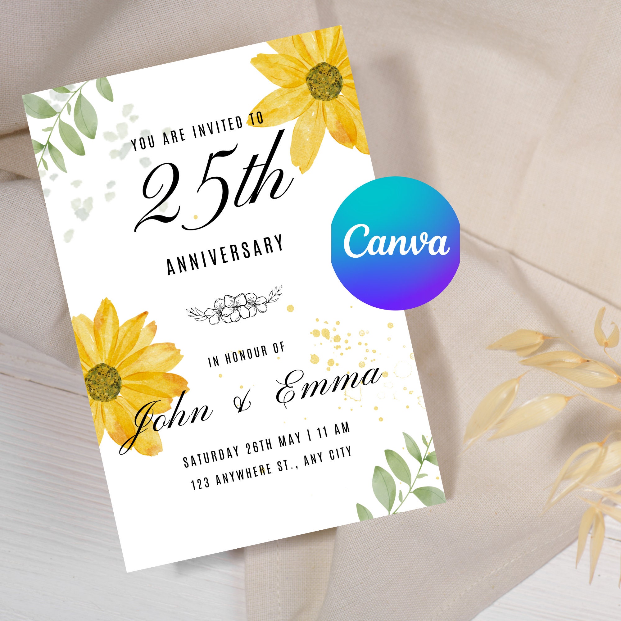 25th Anniversary Invitation- Wedding Anniversary Invite, Wedding ...