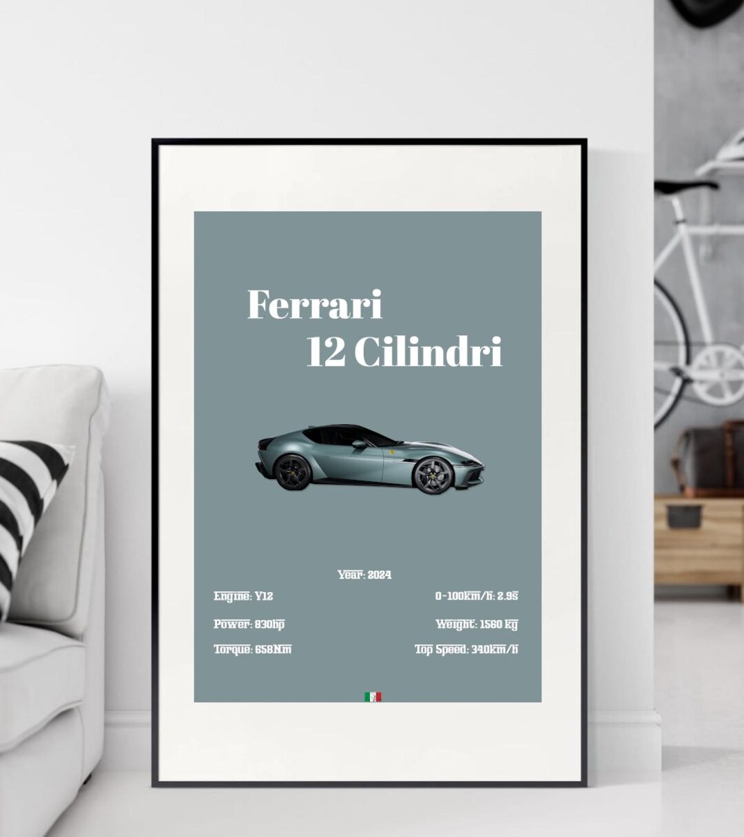 Ferrari 12 Cilindri | Poster | A3 | Digital | Fast Download | Good ...