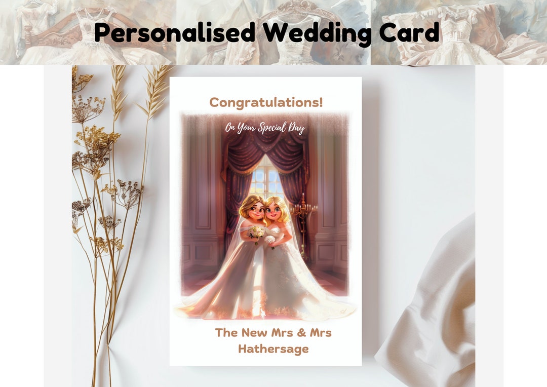 Personalised Wedding Card, Personalised Civil Partnership Card, Bride ...