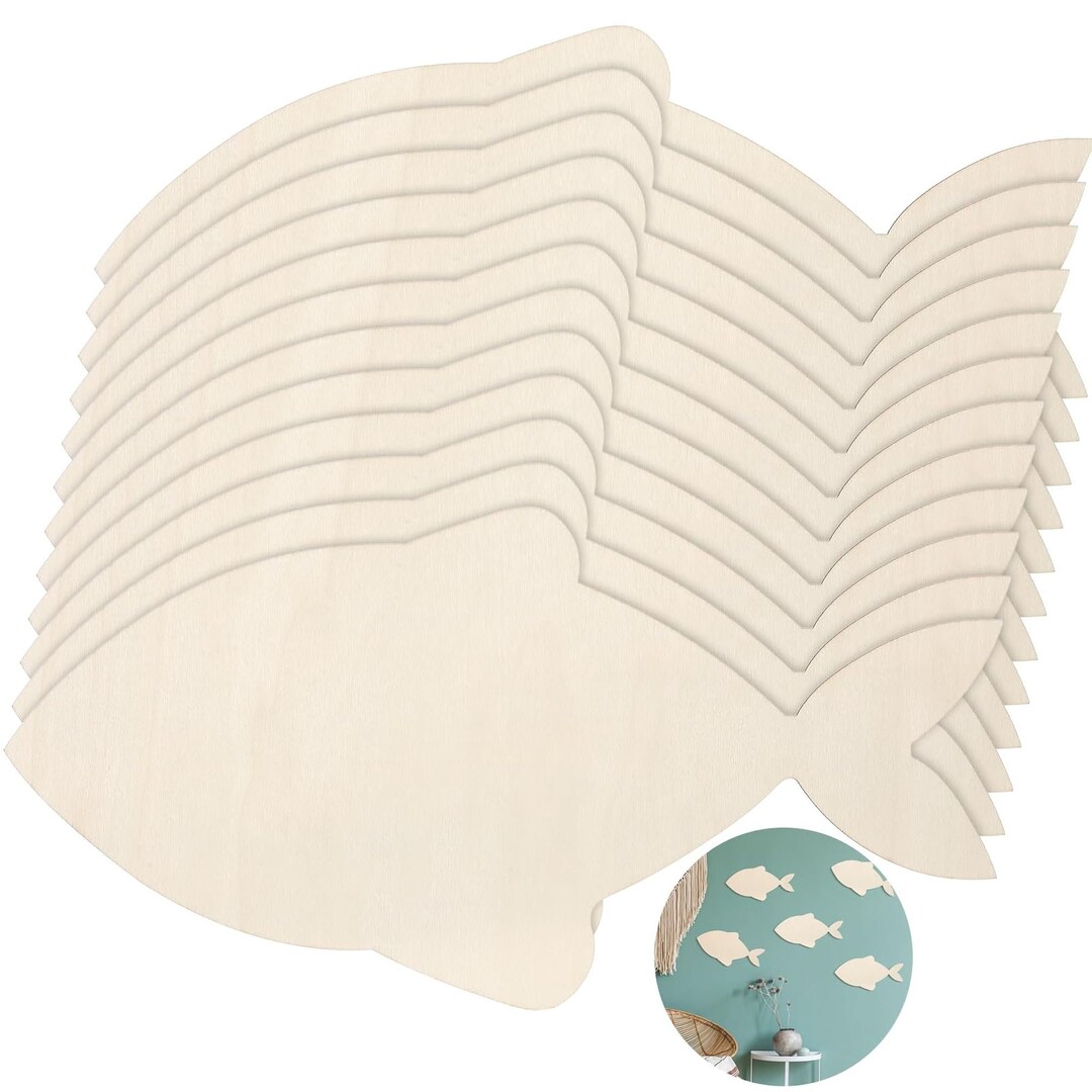 12 Pack 12 Inch Fish Craft Blank Fish Cutout Unfinished Wood Fishes ...