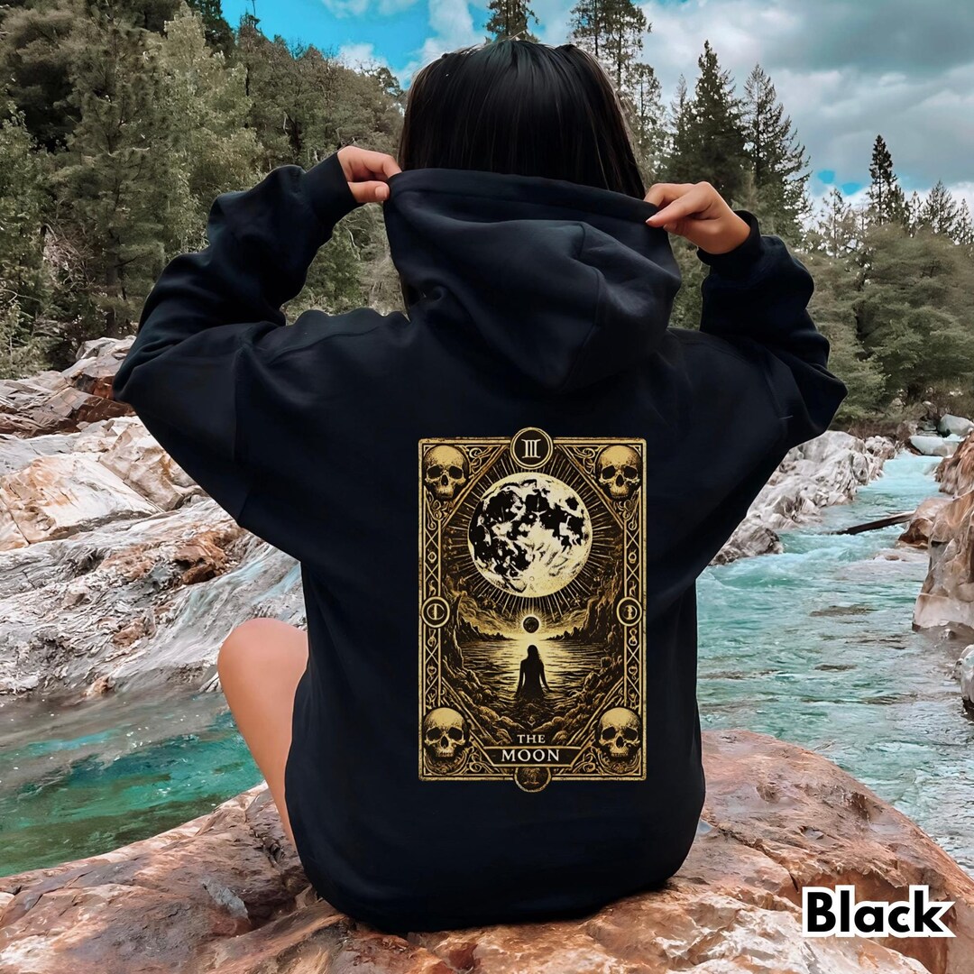 The Moon Tarot Hoodie, Gothic Tarot Hoodie, Witchcore Sweatshirt ...