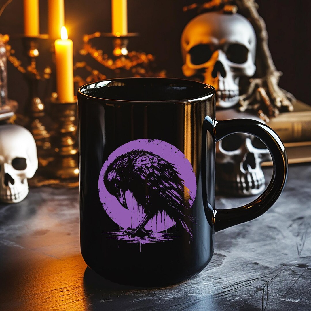 Gothic Raven Mug, Dark Academia Mug, Witchy Crow Mug, Occult Mug ...