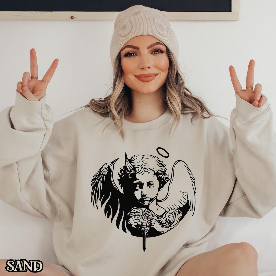 Angel and Demon Sweatshirt, Duality Sweatshirt, Heaven and Hell Sweatshirt, Good and Evil ...