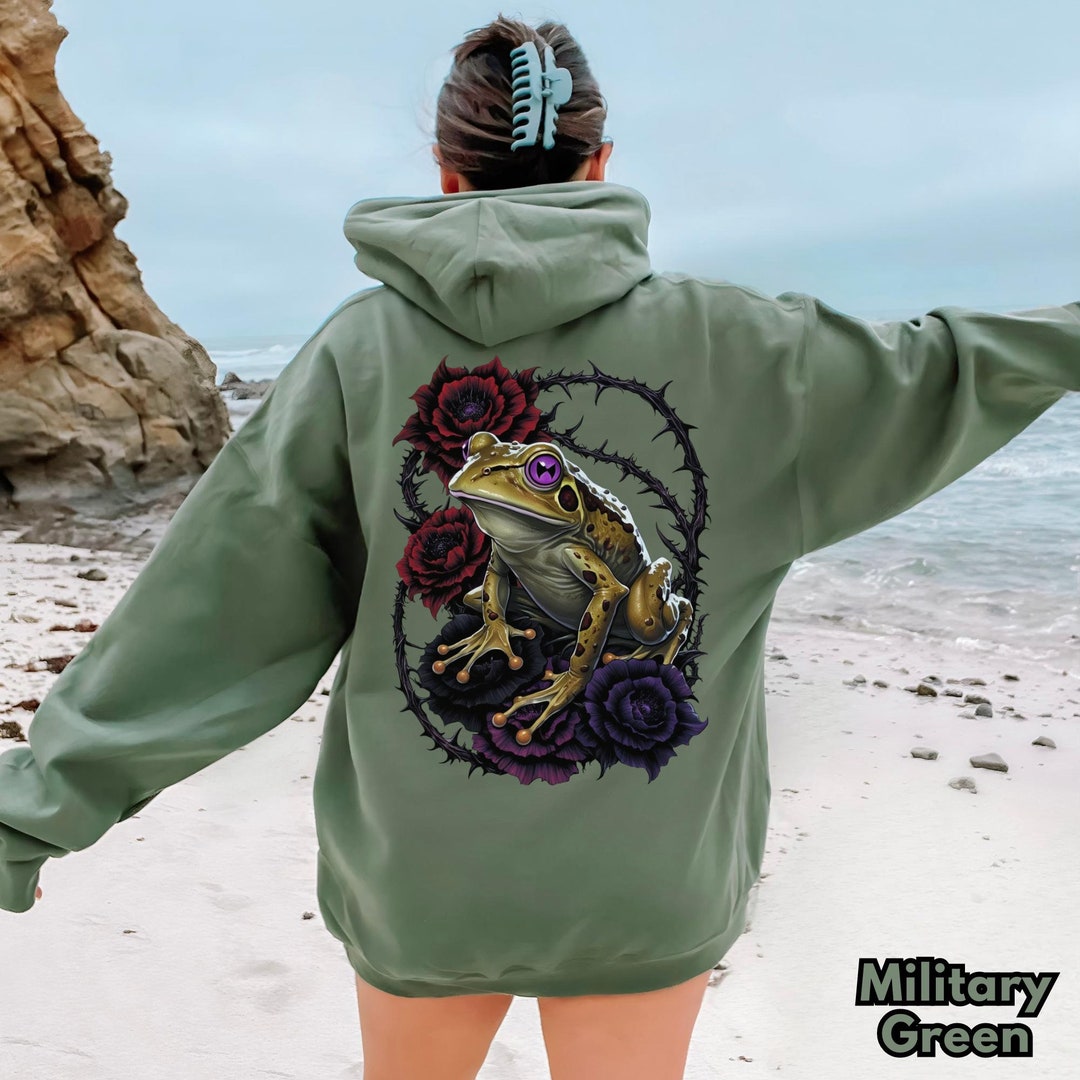 Gothic Frog Hoodie, Witchy Frog Sweatshirt, Creepy Cute Pullover, Dark ...