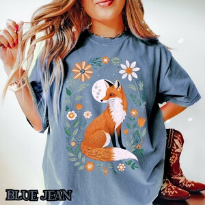Cottagecore Fox Shirt Floral Retro Fox Print Boho Woodland Animal Tee ...