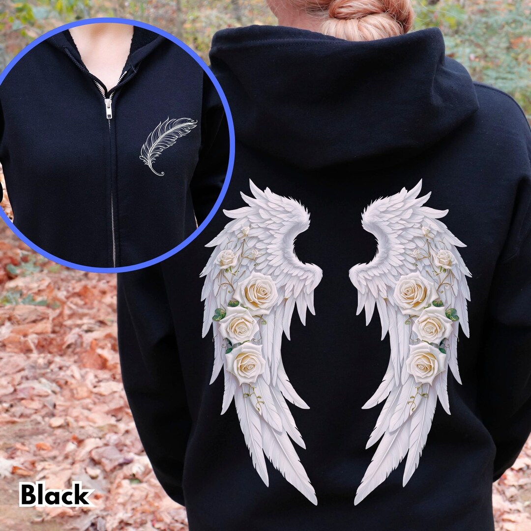Angel Wings Hoodie, White Feather Hoodie, Gothic Angel, Celestial Zip ...