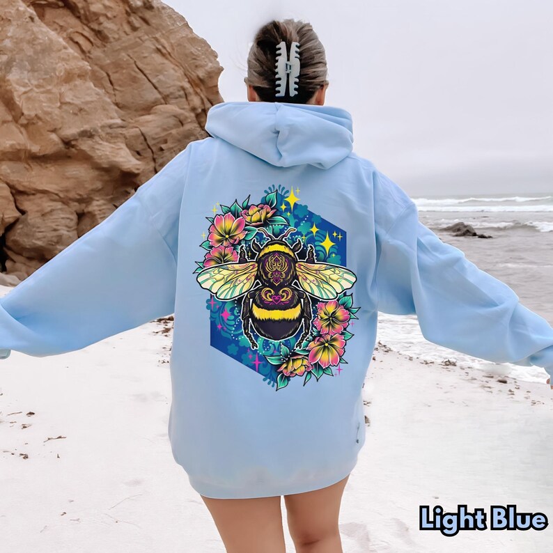 Bumblebee Floral Hoodie, Neo-traditional Tattoo Style, Queen Bee ...