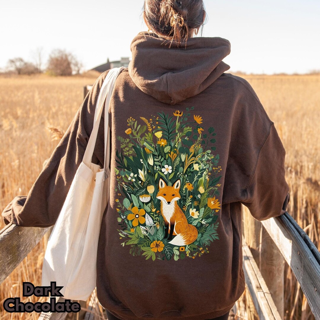Cottagecore Fox Hoodie, Vintage Floral Fox Pullover, Cozy Woodland ...