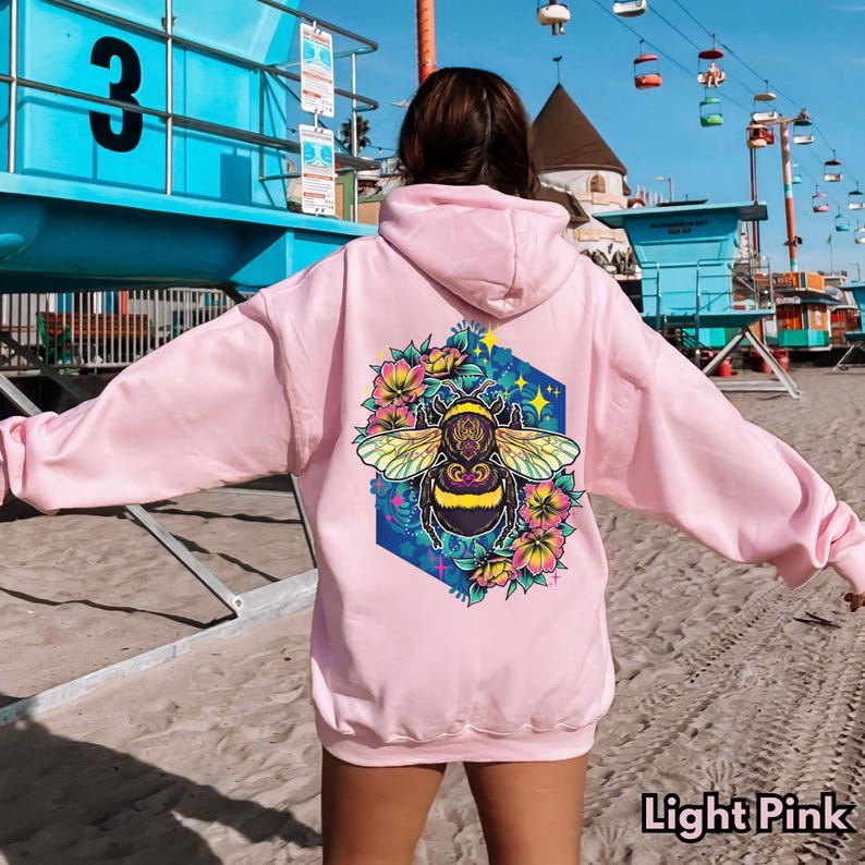 Bumblebee Floral Hoodie, Neo-traditional Tattoo Style, Queen Bee ...