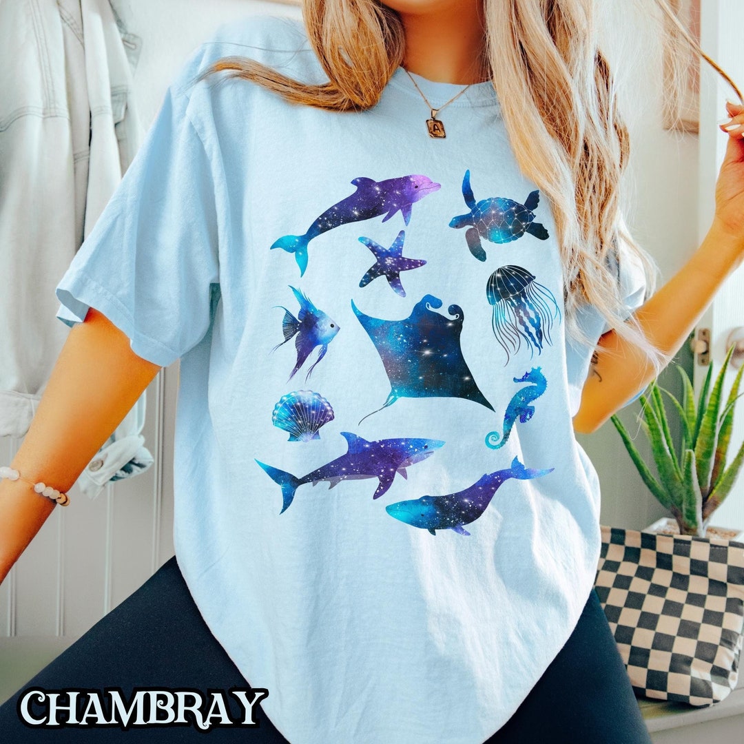 Galaxy Ocean Animals Shirt, Space Ocean Creatures Tee, Celestial Sea ...