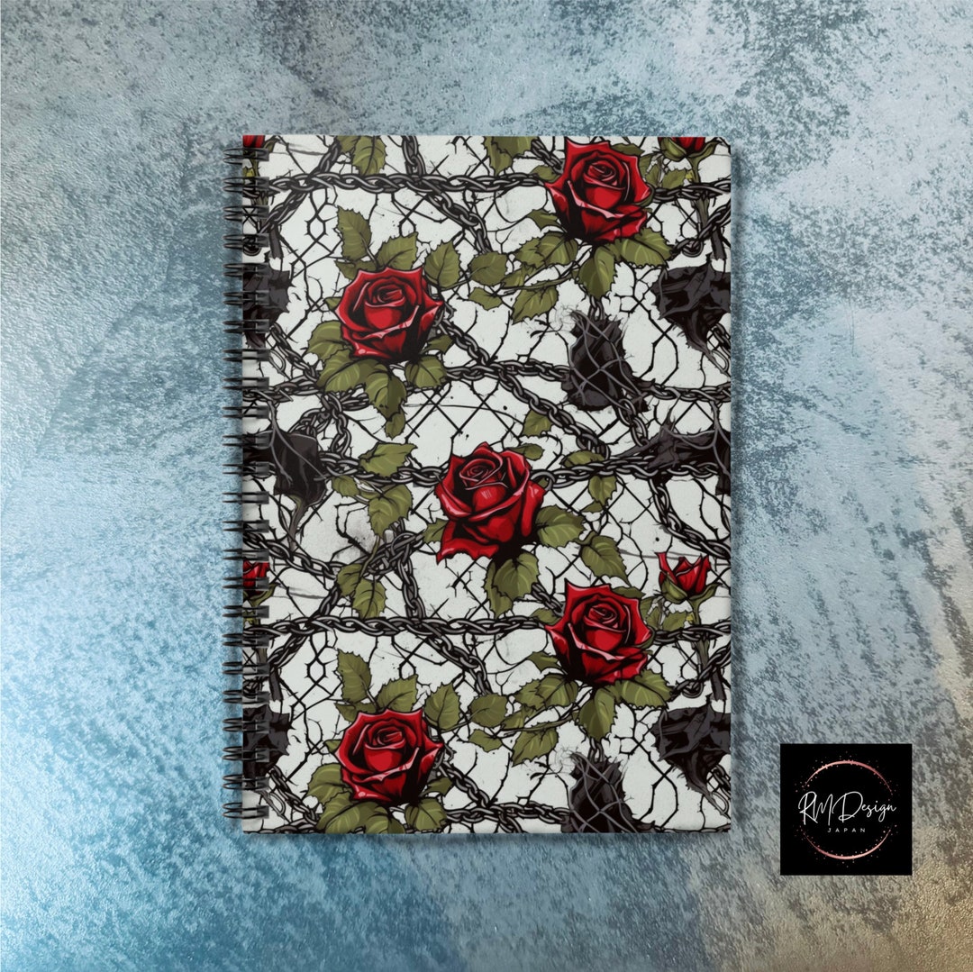 Gothic Punk Rose Notebook | Dark Floral Journal for Dark Academia and ...