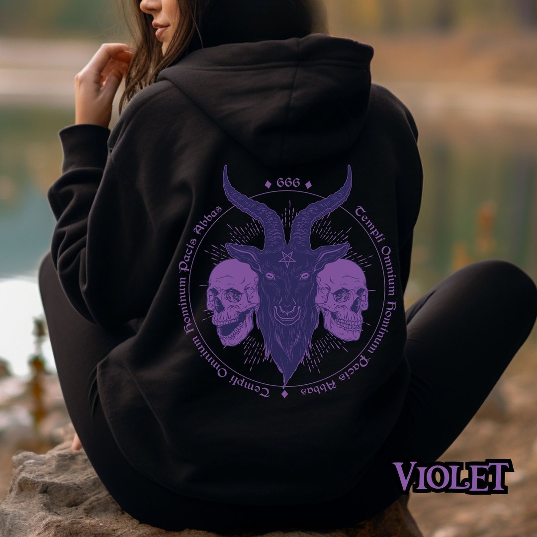 Baphomet 666 Occult Hoodie, Gothic Grunge Devil Graphic Hoodie, Satanic ...