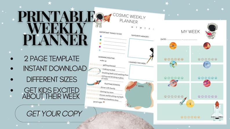 Cosmic Week Planner for Kids - Etsy