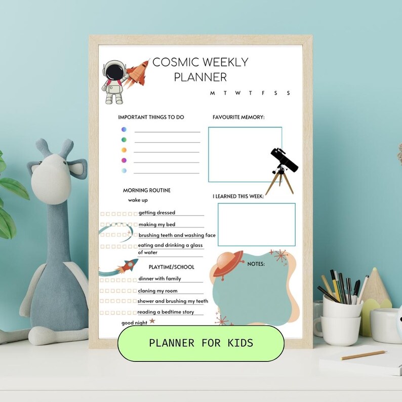 Cosmic Week Planner for Kids - Etsy
