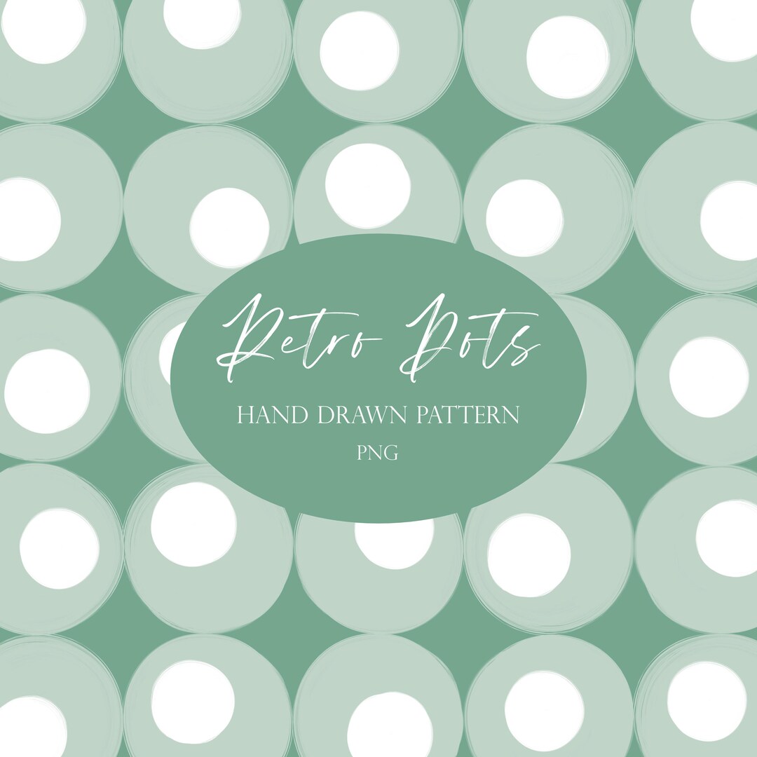 Pastel Mint Green Retro Spots Seamless Pattern: Hand-drawn Gouache ...