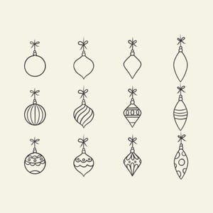 Christmas Bauble Line Art Digital Mini Clip Art Collection | 24 Hand ...