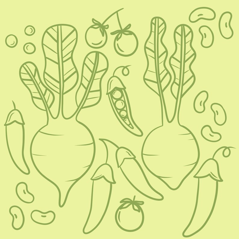 Vegetables Line Art Digital Clip Art | 33 Hand Drawn Illustrations ...