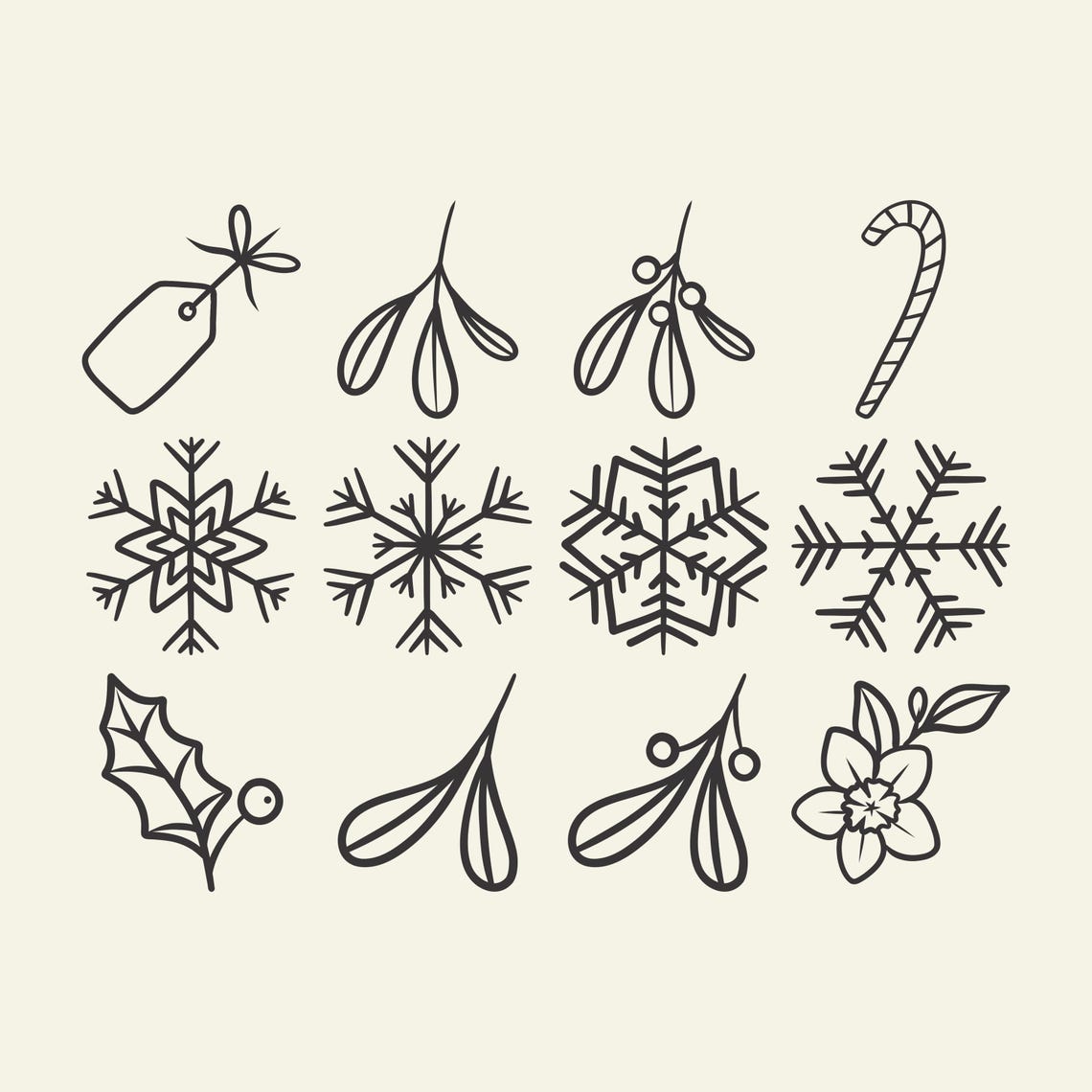 Christmas Line Art Digital Holiday Clip Art Collection | 78 Hand Drawn ...