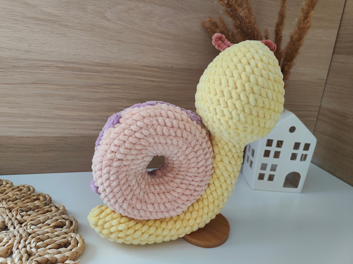 Crochet Plush Snail, Plush Snail Donut, Snail Plush Toy, Snail With ...