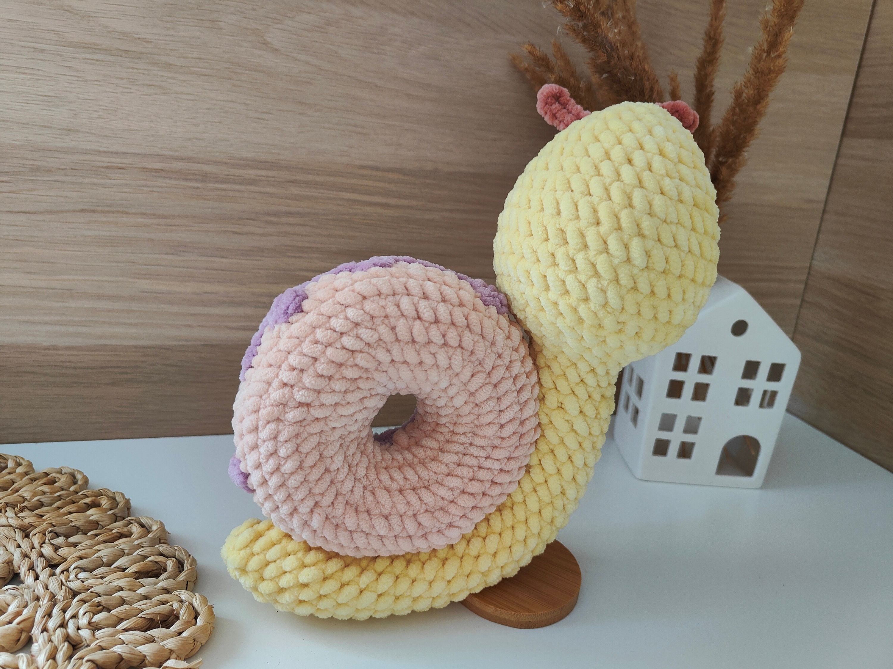 Crochet Plush Snail, Plush Snail Donut, Snail Plush Toy, Snail With ...