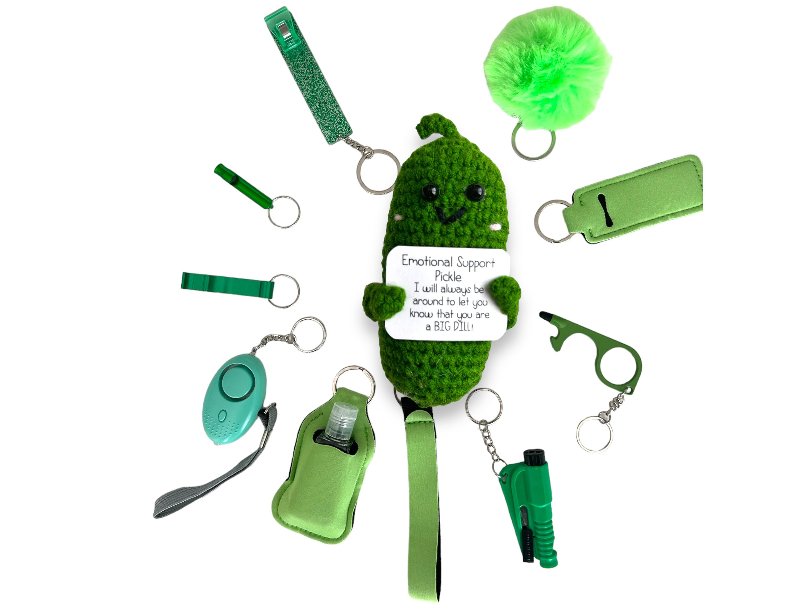 Emotional Support Pickle Safety Keychain Gift Set for Women, 11pcs ...